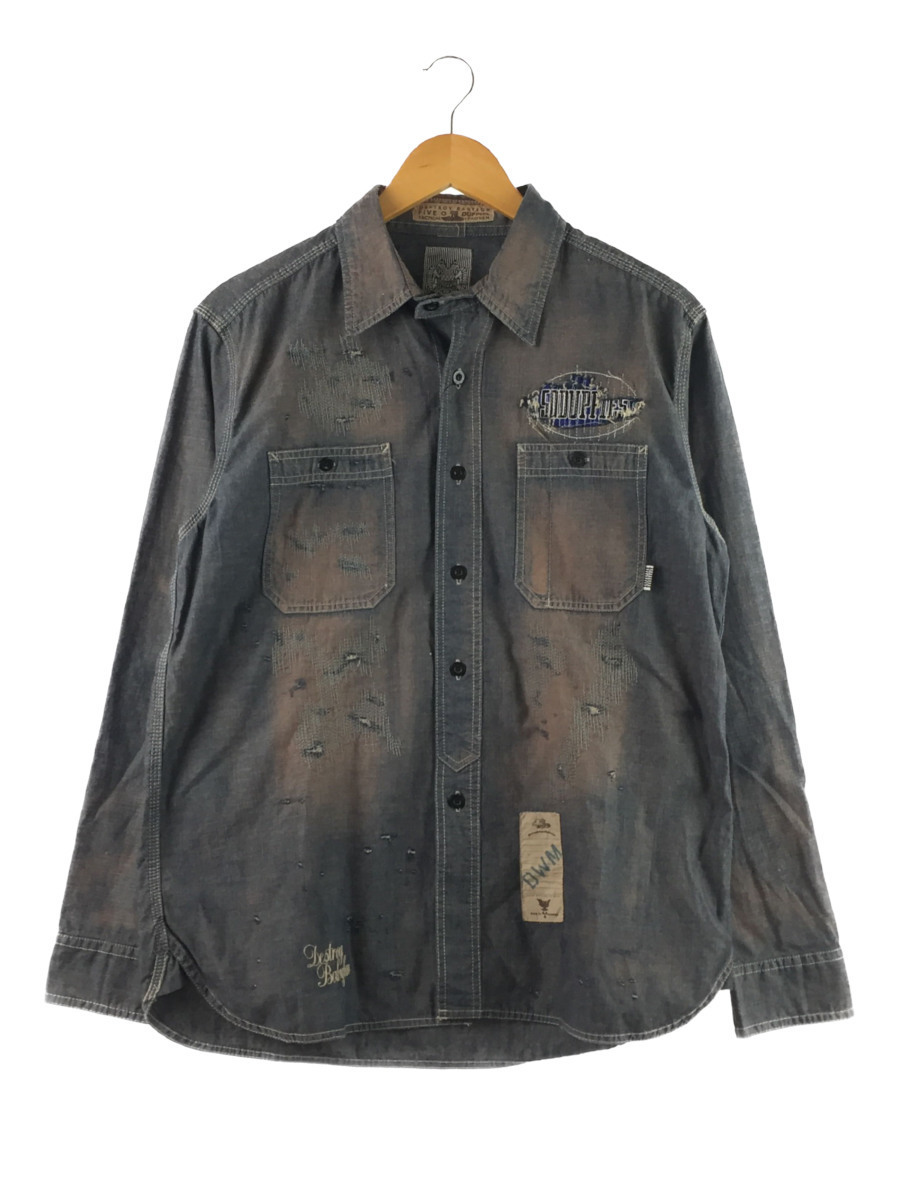 50DUPPIES PROCESS DUNGAREE SCYRTE/ダンガリーシャツ/クラッシュ加工/コットン/インディゴ(Lサイズ)｜売買さ ...