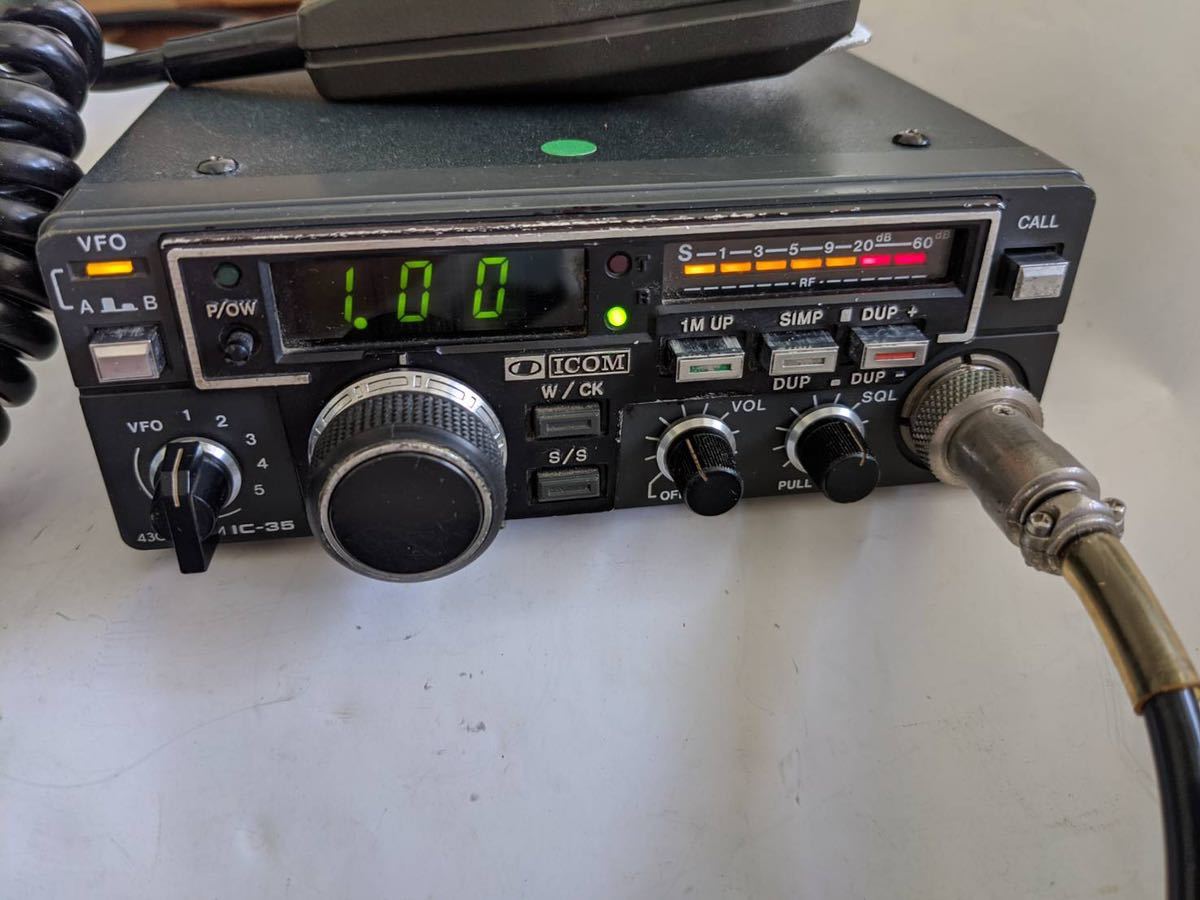 ICOM IC-35 430MHz FMトランシーバー 通電簡易テスト 受信.送信確認しました マイク 電源ケーブル付 アイコム(モービル ...