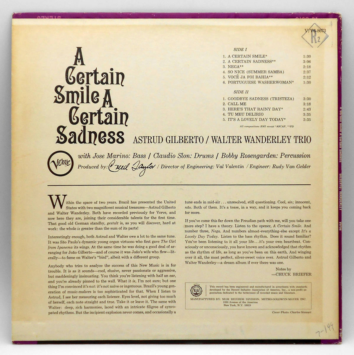 US ORIG MONO LP ASTRUD GILBERTO WALTER WANDERLEY/A Certain Smile A Certain Sadness 1966年 VAN ...