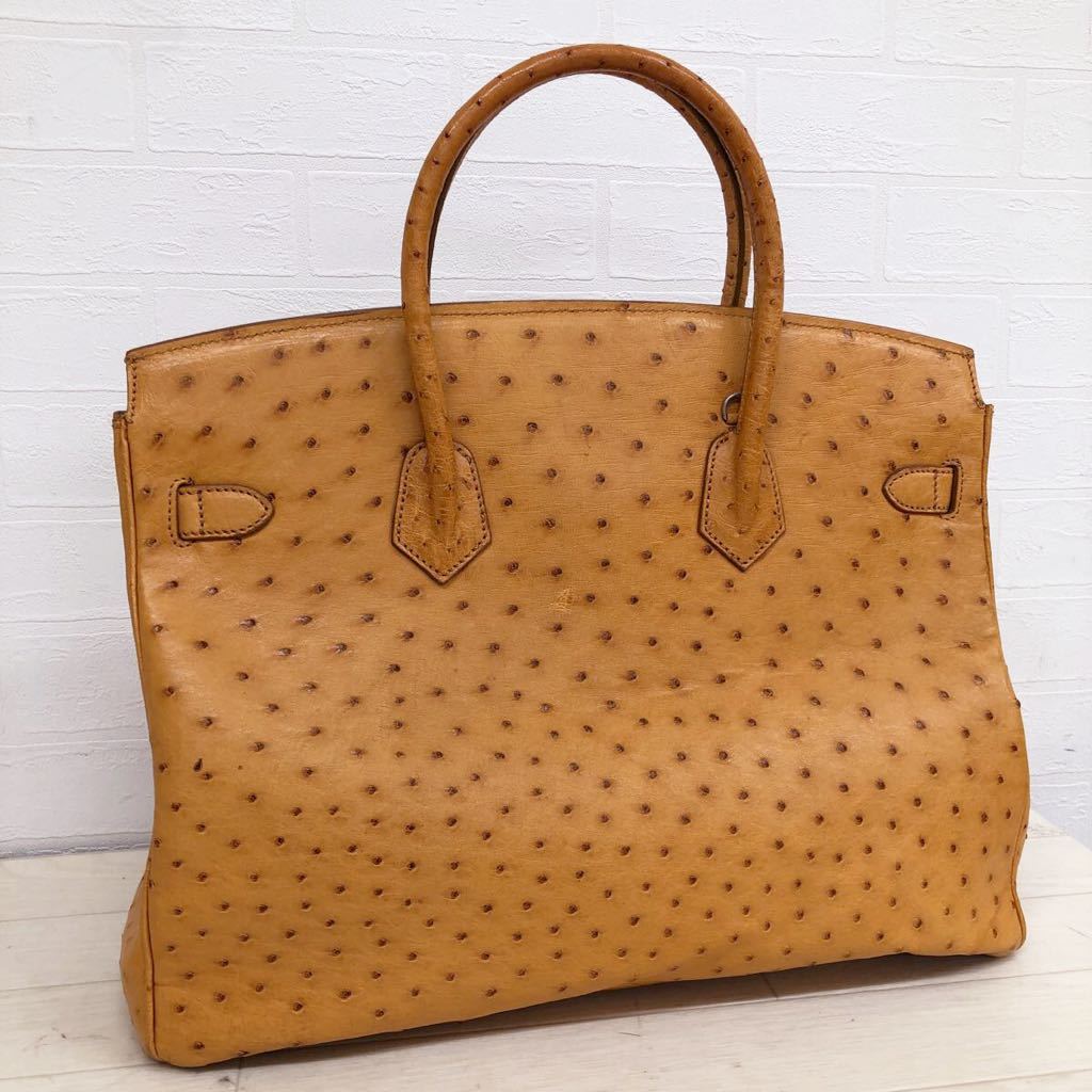 309 CREATION LUSSET クリエーションルセ オーストリッチレザー ビジネスバッグ ブリーフケース レディース ベージュ ...