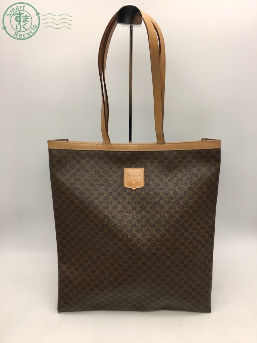 0240304 CELINE セリーヌ トートバッグ ハンドバッグ M16 1 マカダム柄 ブラウン ダークブラウン レザー PVC ...