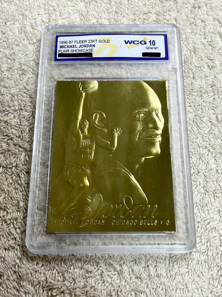 マイケルジョーダン Michael Jordan 1996-97 Fleer 23KT Gold Flair Showcase Chicago ...