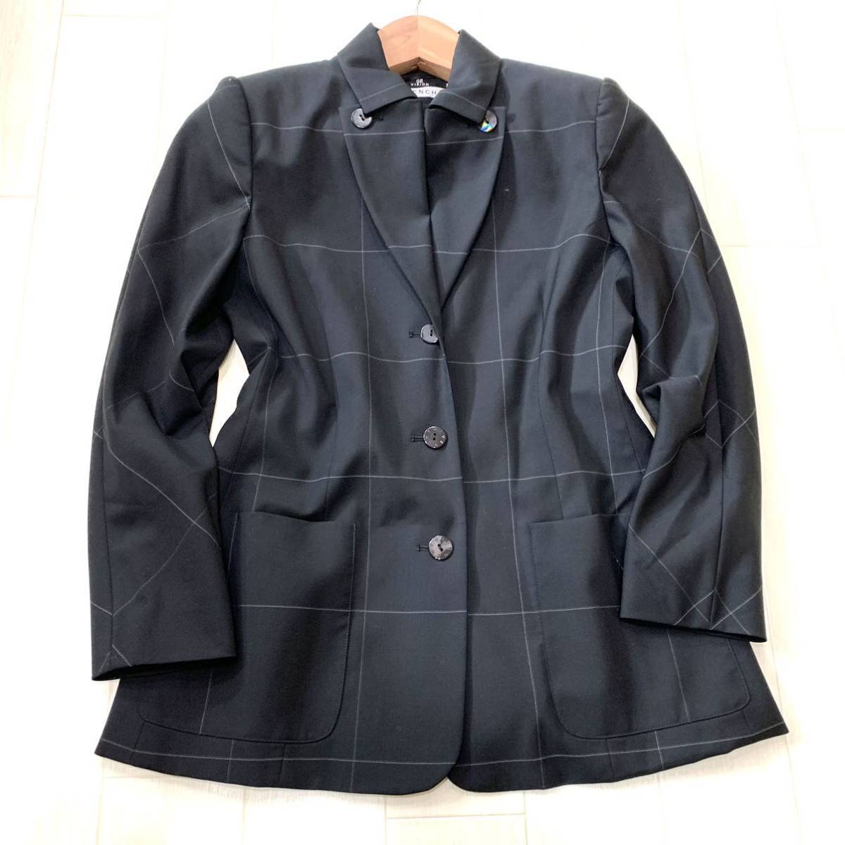 Q フランス製 高級ラグジュアリー服 GIVENCHY VISION ジバンシィ WOOL100% 格子柄 テーラードジャケット SIZE:38 アウター 国内正規品(女性用)｜売買された ...