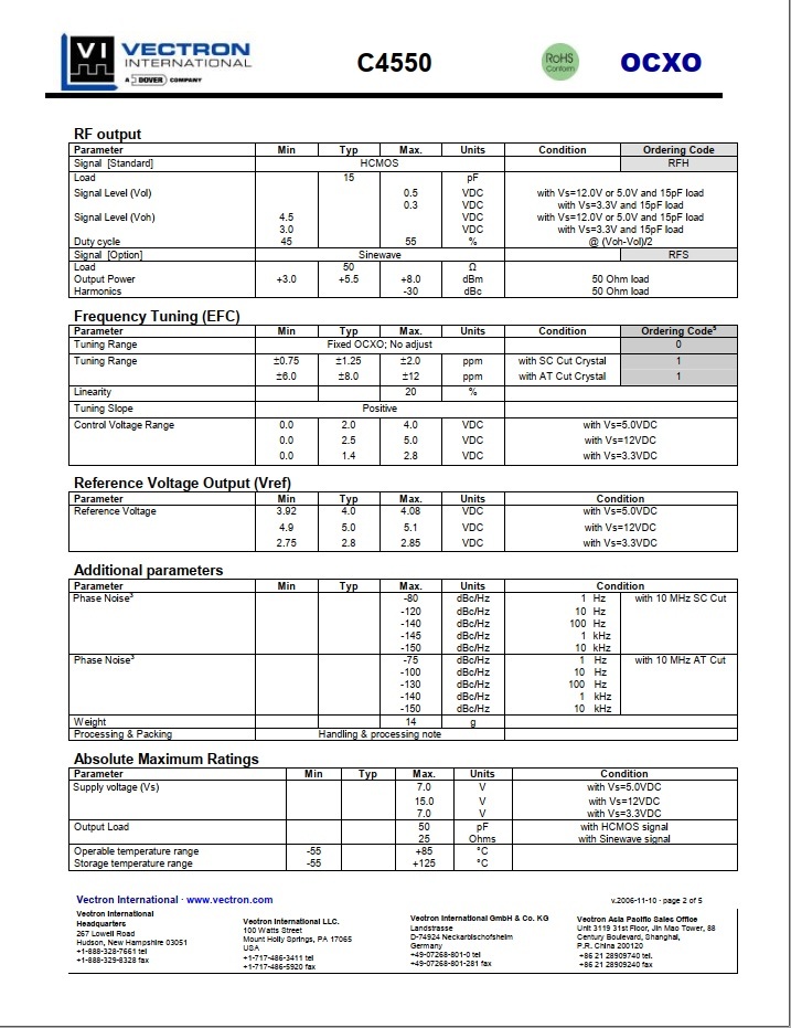 米国Vectron社 C4550A1-0213 OCXO オーブン制御クリスタル発振器(その他)｜売買されたオークション情報、yahooの商品 ...