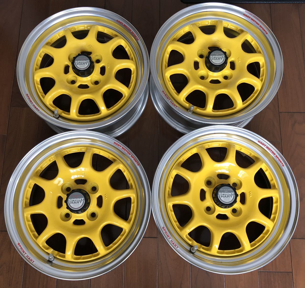 スプリントハート タケチ PCD100 14インチ 6J+40 限定色イエロー sprint hart racing hart rare ...