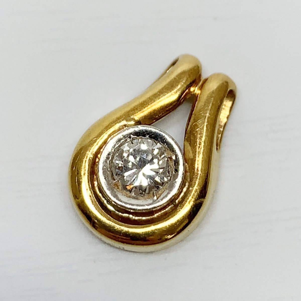 K18 Pt900 コンビ ダイヤモンド ペンダント トップ 約1.5cm 約1.9g GOLD 18金 750 18K プラチナ 刻印 貴 ...