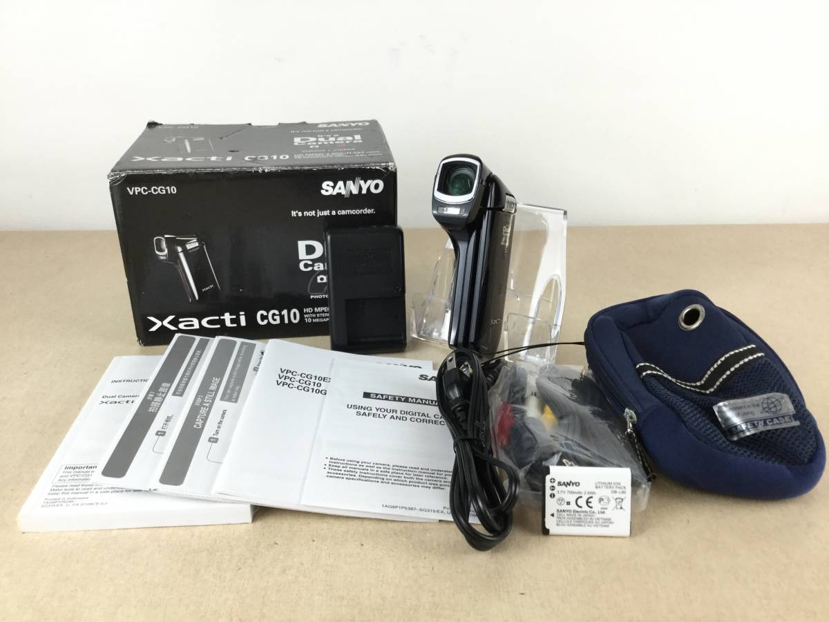 T7177 SANYO/三洋/Xacti/HDビデオカメラ/VPC-CG10EX/バッテリー充電器 VAR-L80 ケース 箱 説明書 付属 ...