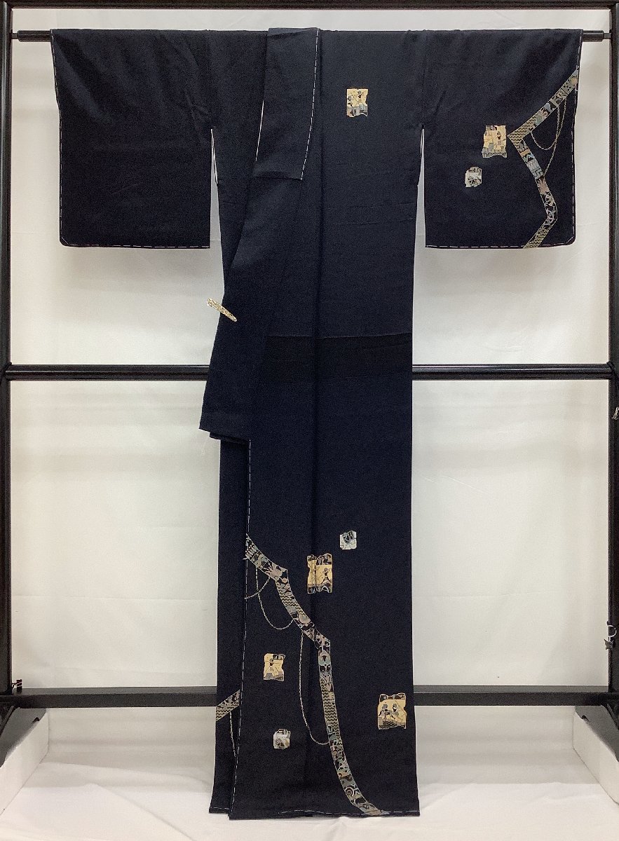 きものcocon 付下げ 金駒刺繍/作家物/落款印/しつけ付/正絹/黒系/身丈175.5/裄68.5 9-6-3K-1319-p(付下げ)｜売買されたオークション情報、yahooの商品情報を ...