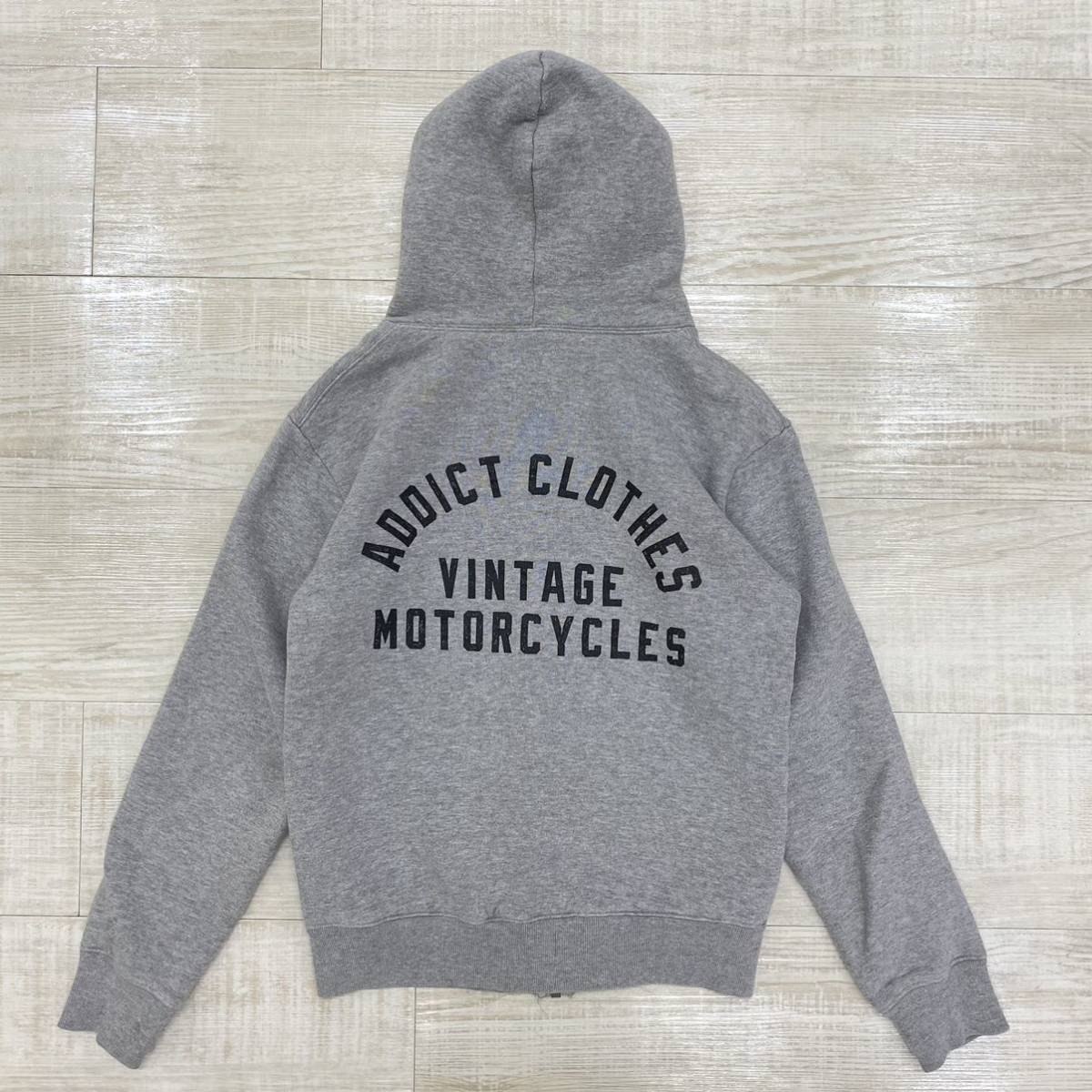 定番 ADDICT CLOTHES アディクトクローズ ロゴ フルジップ パーカー フーディ Logo Full Zip Hoodie グレー ...