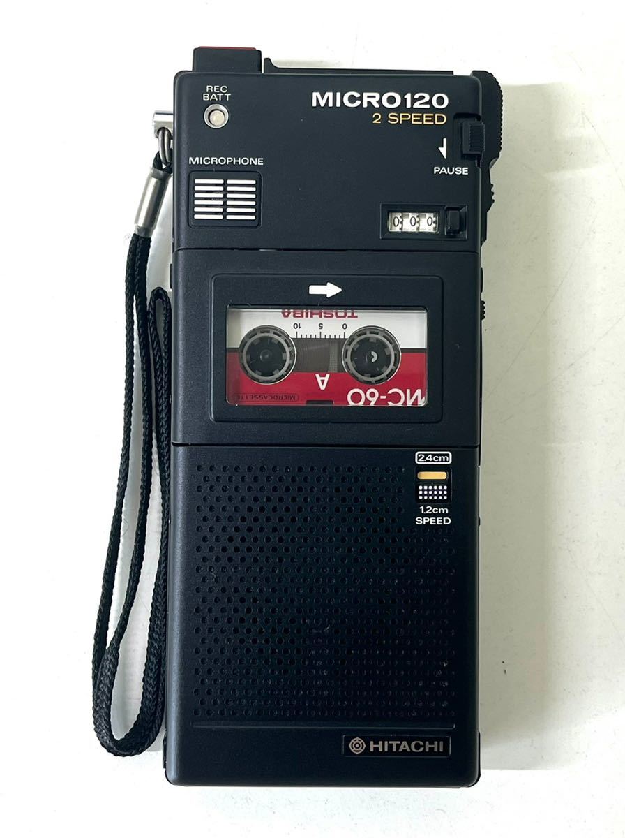 004 9 日立 HITACHI MICROCASSETTE RECORDER マイクロカセットレコーダー TRQ-120モデル ケース付き ...