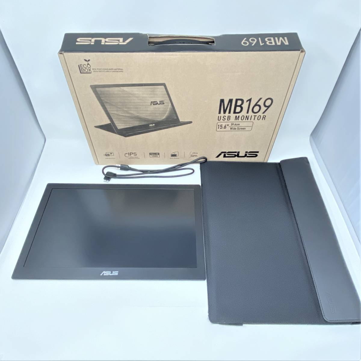 ｜訳あり ASUS MB169 モバイルモニター モバイルディスプレイ 薄さ8mm 軽量800g USB 簡単接続 15.6インチIPS フル ...