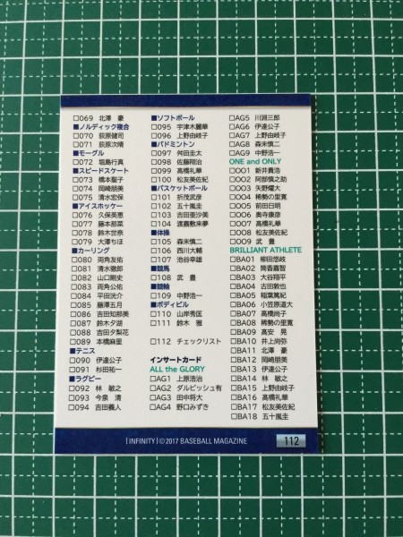 のみ BBM 2017年 BBMスポーツトレーディングカード インフィニティ2017 INFINITY #112 チェックリスト 17 同梱発送可能(2014年～)｜売買されたオークション情報 ...