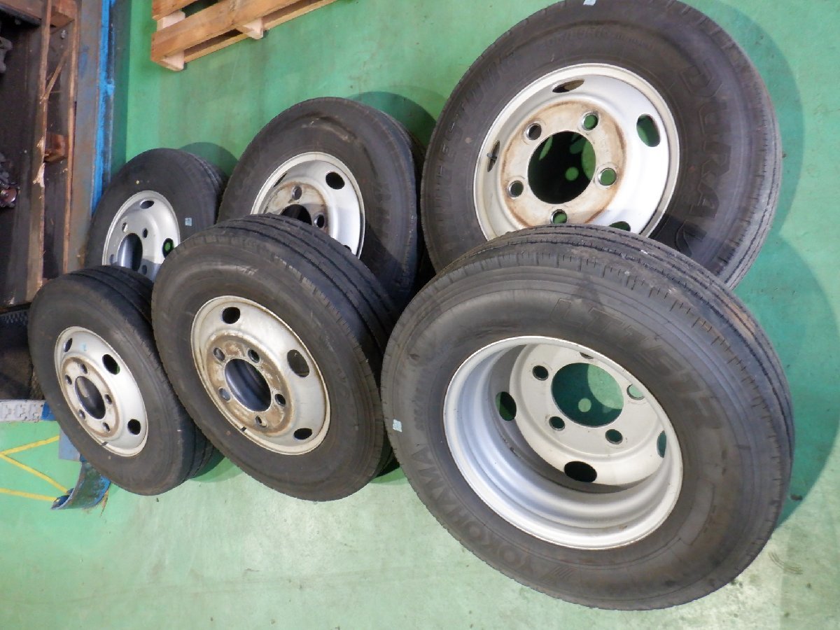 205/85R16 117/115L 12PR 夏タイヤ6本 スチールホイール 16×5.5J 116.5-8TC エルフ アトラス タイタン ...