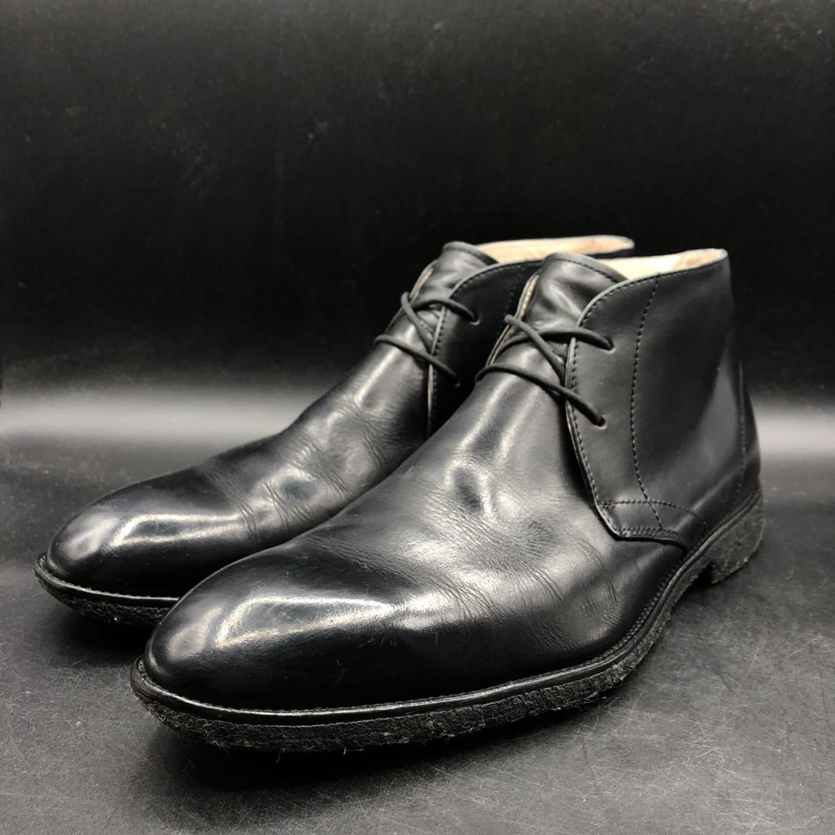 JJ69 REGAL リーガル 656R レザー チャッカブーツ ショート ブーツ メンズ 25.0cm ブラック 黒 革靴 シューズ(25 ...