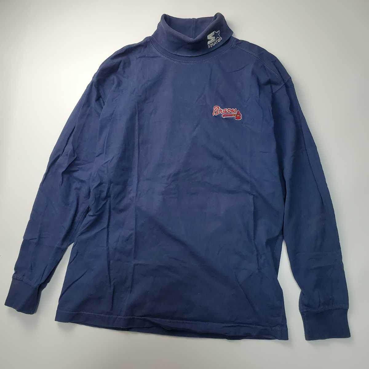 b 古着 GENUINE MERCHANDISE BY STARTER スターター Atlanta Braves タートルネック Tシャツ L ...