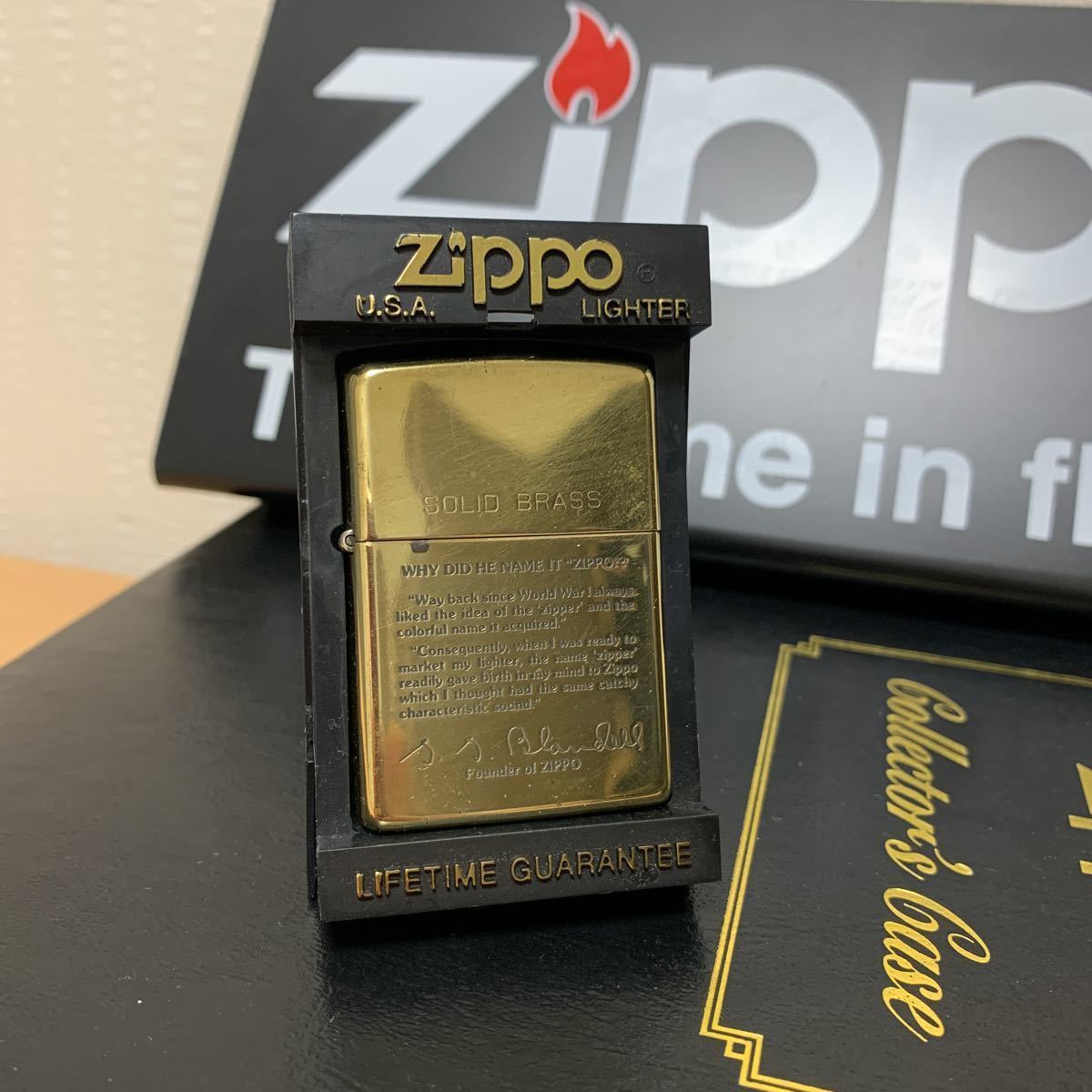 ZIPPO ジッポー FOUNDER OF ZIPPO SIGN SOLID BRASS ジッポー社創業者サイン ソリッド ブラス #254 ...