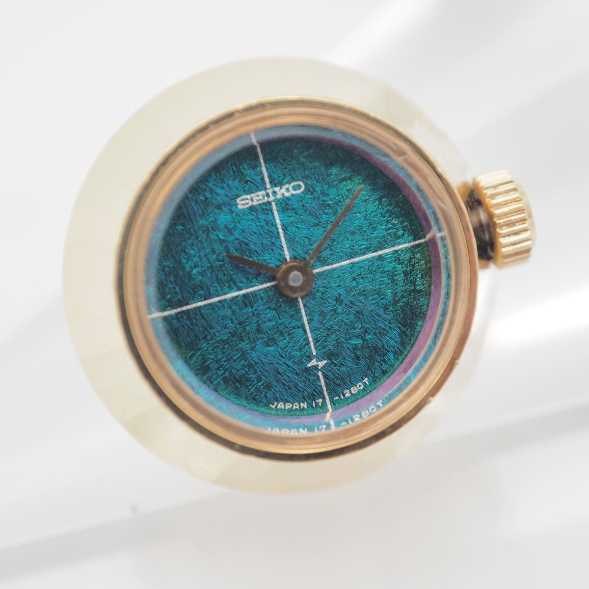 Y218 1円 アンティーク SEIKO セイコー リング ウォッチ 手巻き 時計 指輪 ブルー文字盤 ゴールド 11号 17-0850 ...