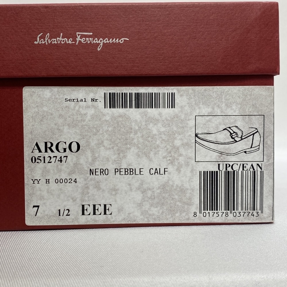 品 Salvatore Ferragamo サルヴァトーレフェラガモ ガンチーニ ローファー 7.5EEE ブラック レザー メンズ 靴 ...