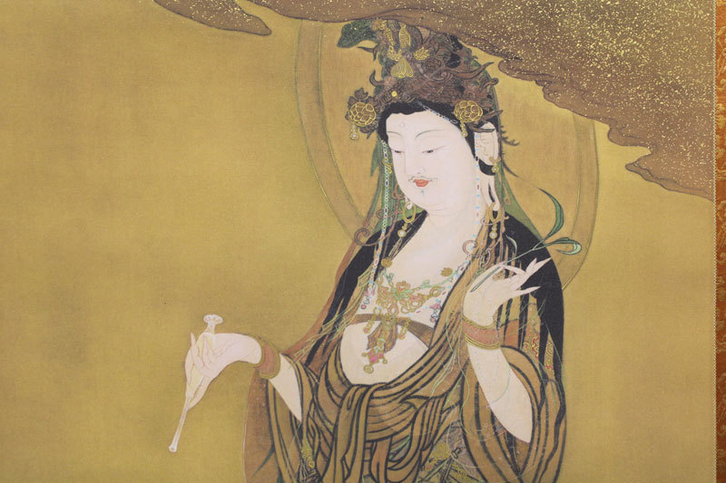 複製 狩野芳崖 悲母観音 掛軸アートコロタイプシルクスクリーン大塚工藝社 箱付 限定ED170/300東京藝術大学大学美術館 定価42万円仏画 ...