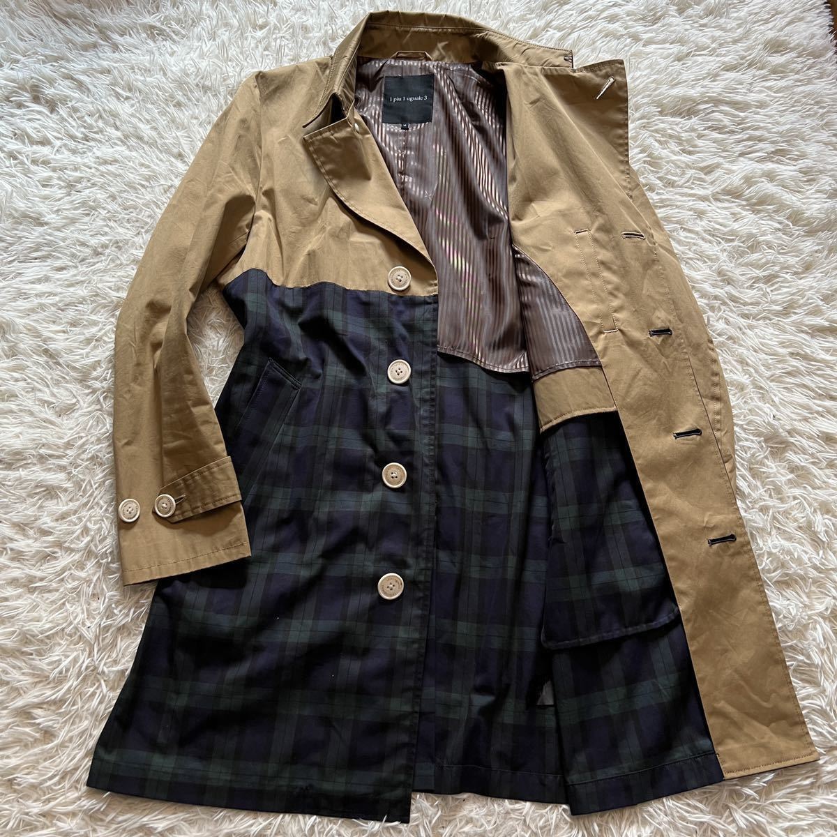 354 デザイン 1piu1uguale3 ウノピュー WJK AKM スプリングコート ベージュ ブラックウォッチチェック 切替 サイズ6 VI XL以上(XLサイズ以上)｜売買された ...