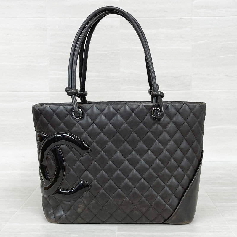 HS242 CHANEL/シャネル カンボンライン トートバッグ ラージ COCO ココマーク レザー ブラウン(ショルダーバッグ)｜売買され ...