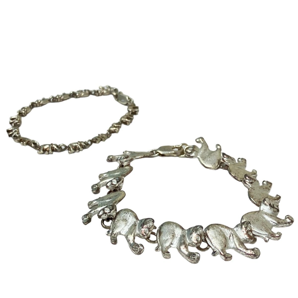 シルバー silver SV 925 ブレスレット エレファント型 アニマル型 チャーム ヴィンテージ ブレスレット 2点セット 30g(シルバー)｜売買されたオークション情報、yahooの ...