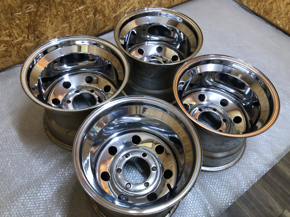 深リム モデュラー 15インチ 12J メッキ スチール ホイール 139.7 YN100 LN100 ハイラックス 60 ランクル ハワイ アイランドスタイル(社外品)｜売買された ...