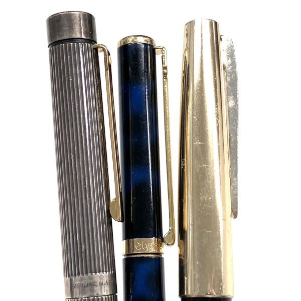 E007-I39-1924 万年筆 3点セット PILOT パイロット 14K/SHEAFER シェーファー STERLING SILVER AUST 14K/elysee エリーゼ w ...