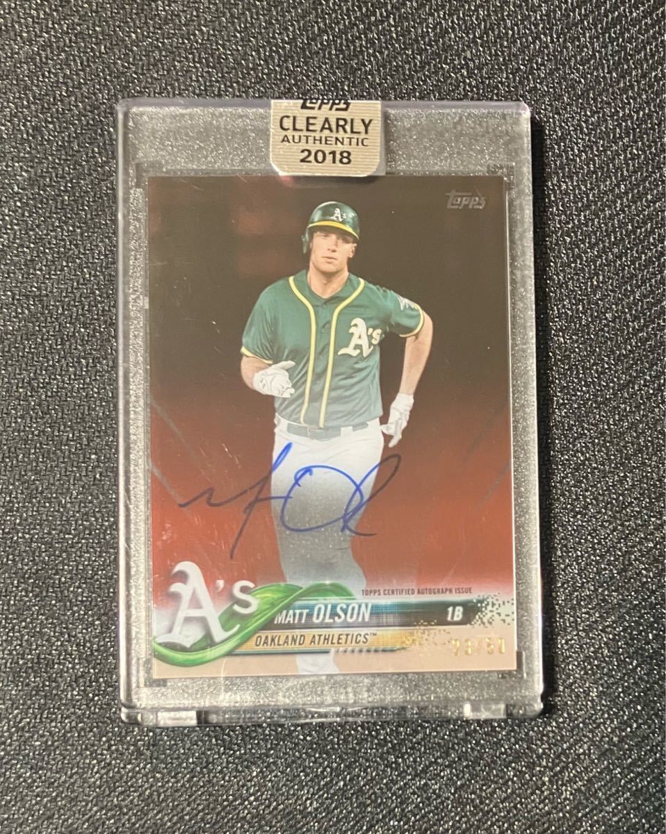 最新作お得 2018 Authentic Matt Olson Red Auto /50 Athletics Braves ブレーブス マット ...