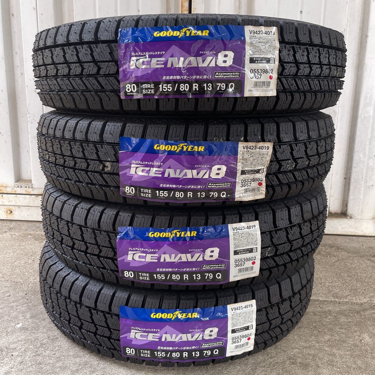 スタッドレス グッドイヤー アイスナビ8 4本セット 155/80R13 79Q GOOD YEAR ICE NAVI 8 冬タイヤパッソ ...