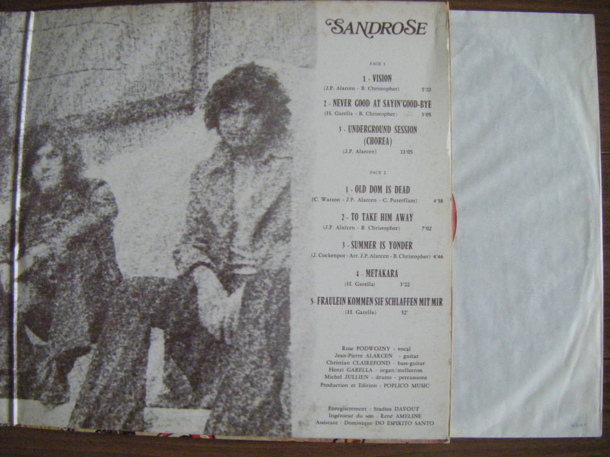 仏原盤 Sandrose /70s French Progre 激レア唯一作/Female Vo/Jean-Pierre Alarcen Henri Garella/Eden Rose/サンド ...
