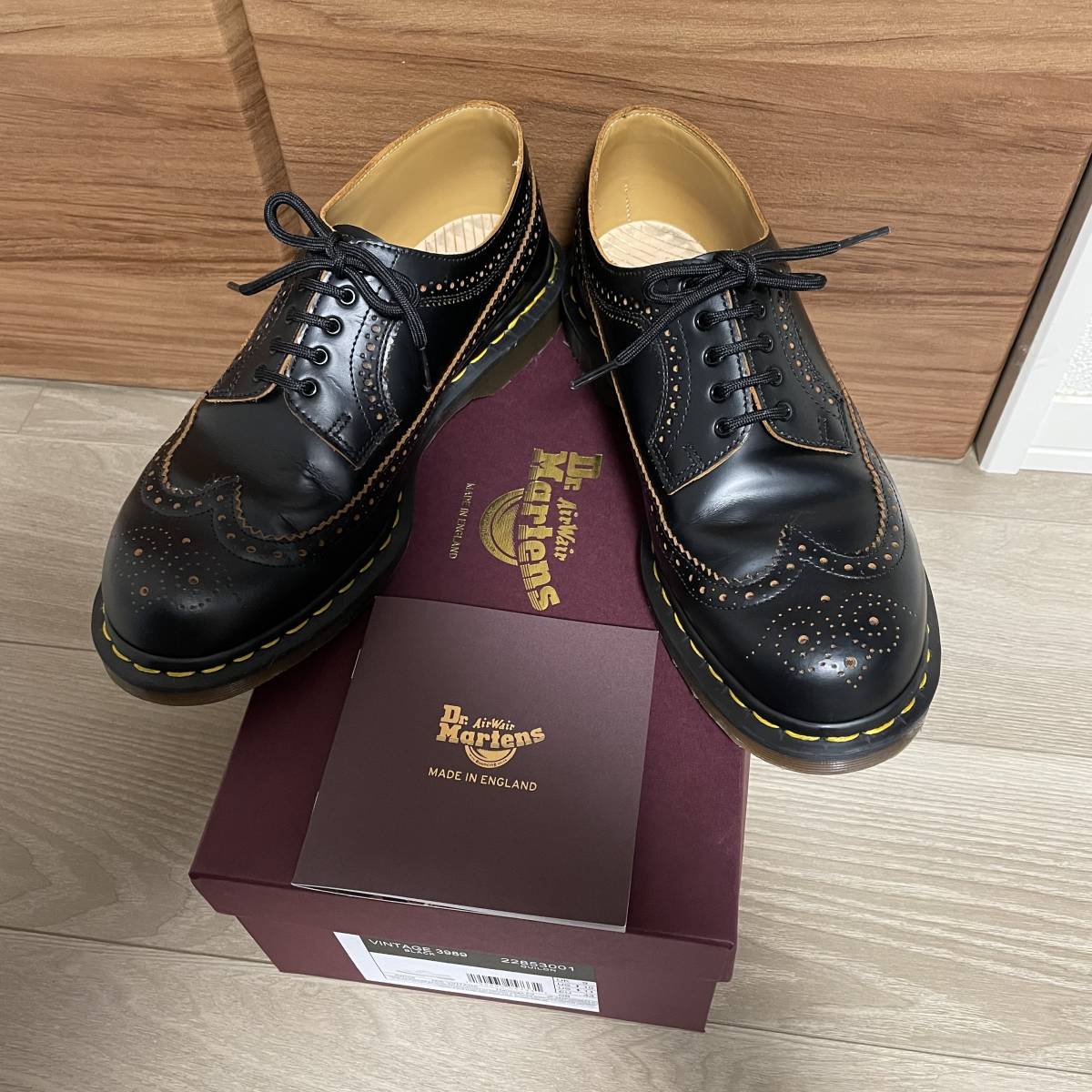 Dr.Martens ドクターマーチン VINTAGE 3989 BROGUE SHOE ブローグシューズ 茶芯レザー BLACK ブラック UK9 28.0cm QUILON MADE IN ...
