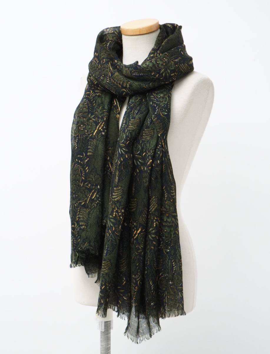 MF1952 レキップ/LE'QUIPE ヨシエイナバ リネン混 ボタニカル柄 総柄 大判 ロング マフラー ストール ショール グリーン×ネイビー系(ヨシエイナバ)｜売買されたオークション ...