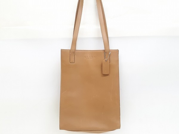 S211-N30-1587 COACH コーチ M82-6119 トートバッグ レザ― ライトブラウン H29cmW21.5cm×D9cm ...