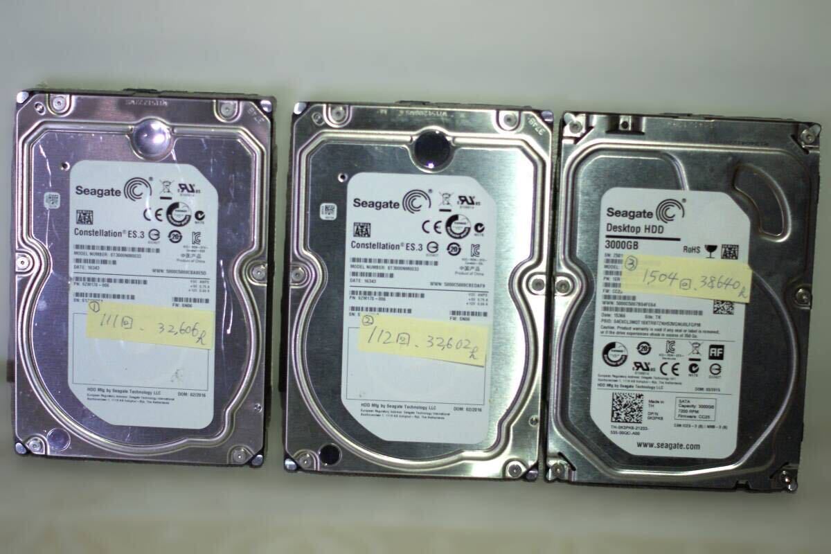 Seagate 3TB 3000GB 6.0Gb/s 7200rpm 3.5インチ HDD SATA 3台 9TB セット ジャンク品 難あり ...