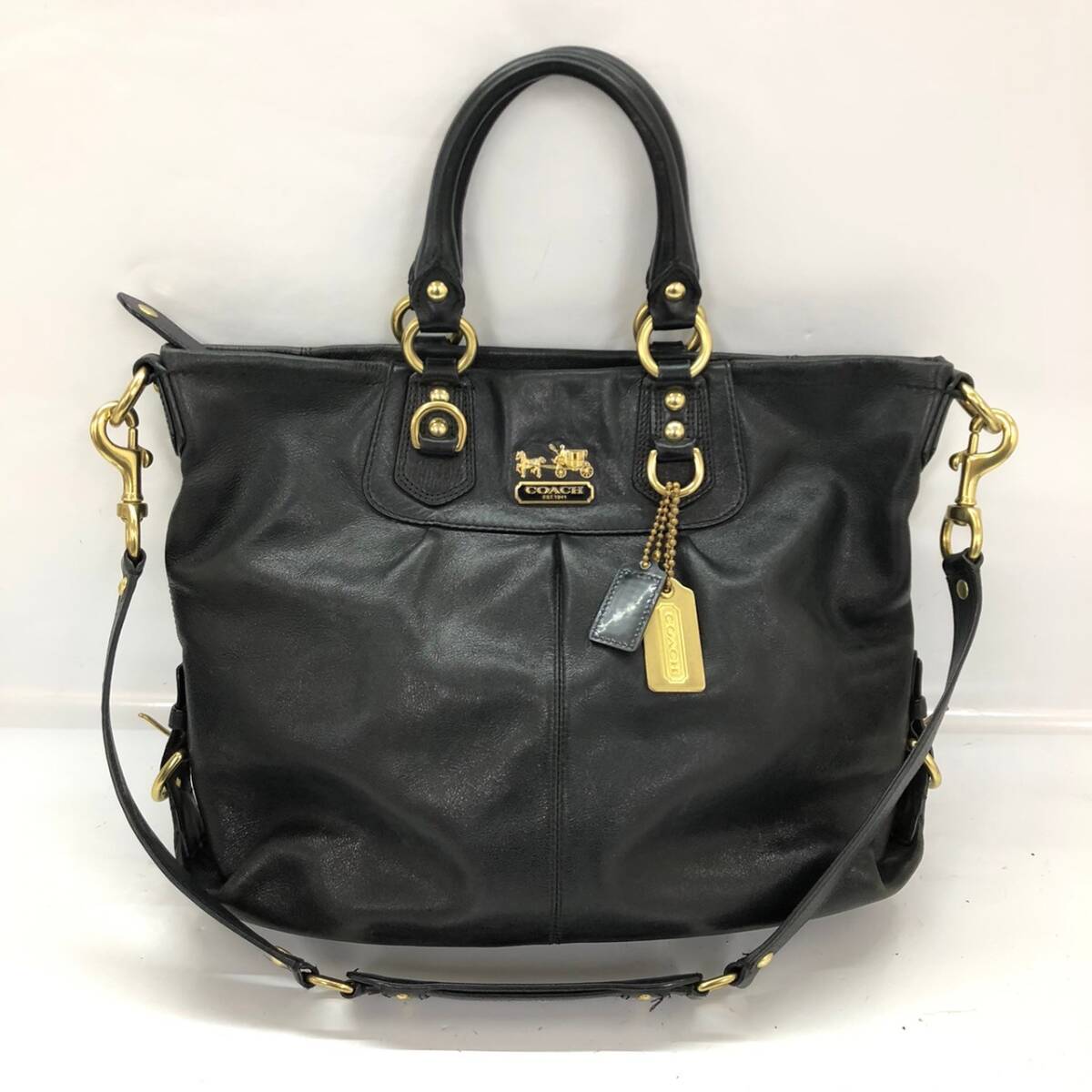 COACH 2wayハンドバッグ 黒 コーチ レディース ショルダー 12935 マディソン ジュリアン レザー 複数落札同梱OK ...