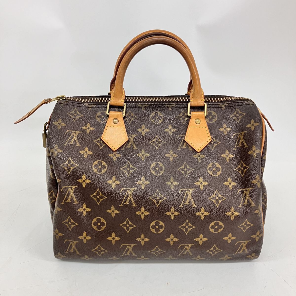 tyom 6540-1 326再 LOUIS VUITTON ルイヴィトン ボストンバッグ モノグラム スピーディ30 TH1927 ブラウン 茶 ヌメ革 本革 ゴールド金具(ボストンバッグ ...