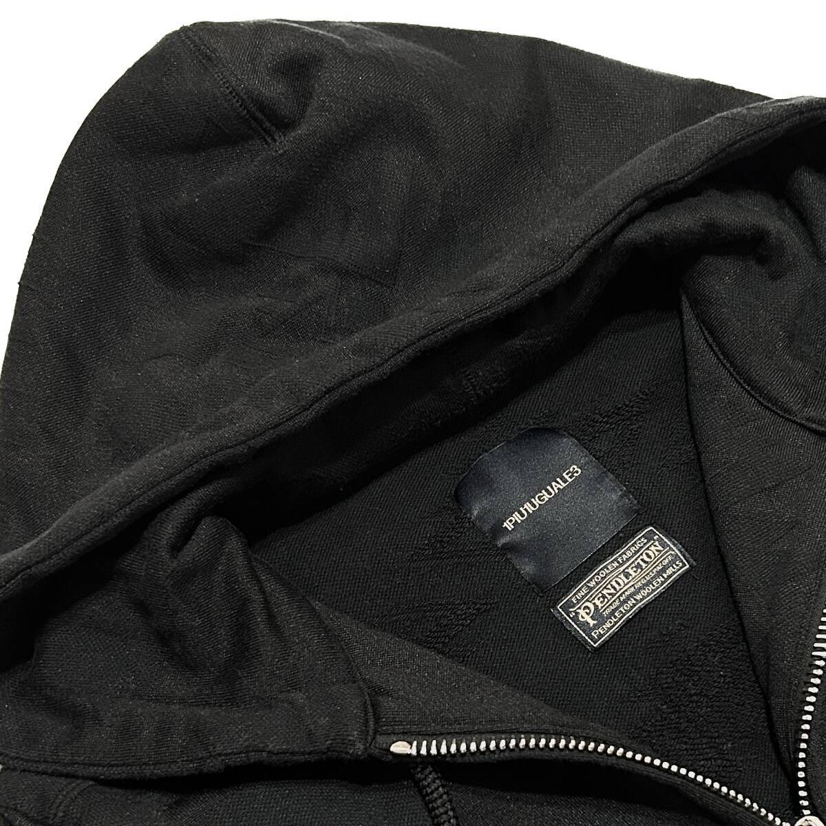 定価7.2万 1piu1uguale3×PENDLETON ORIGINAL NATIVE PATTERN SWEAT ZIP PARKA Ⅲ 黒 スエットジップパーカー wjk akm ...