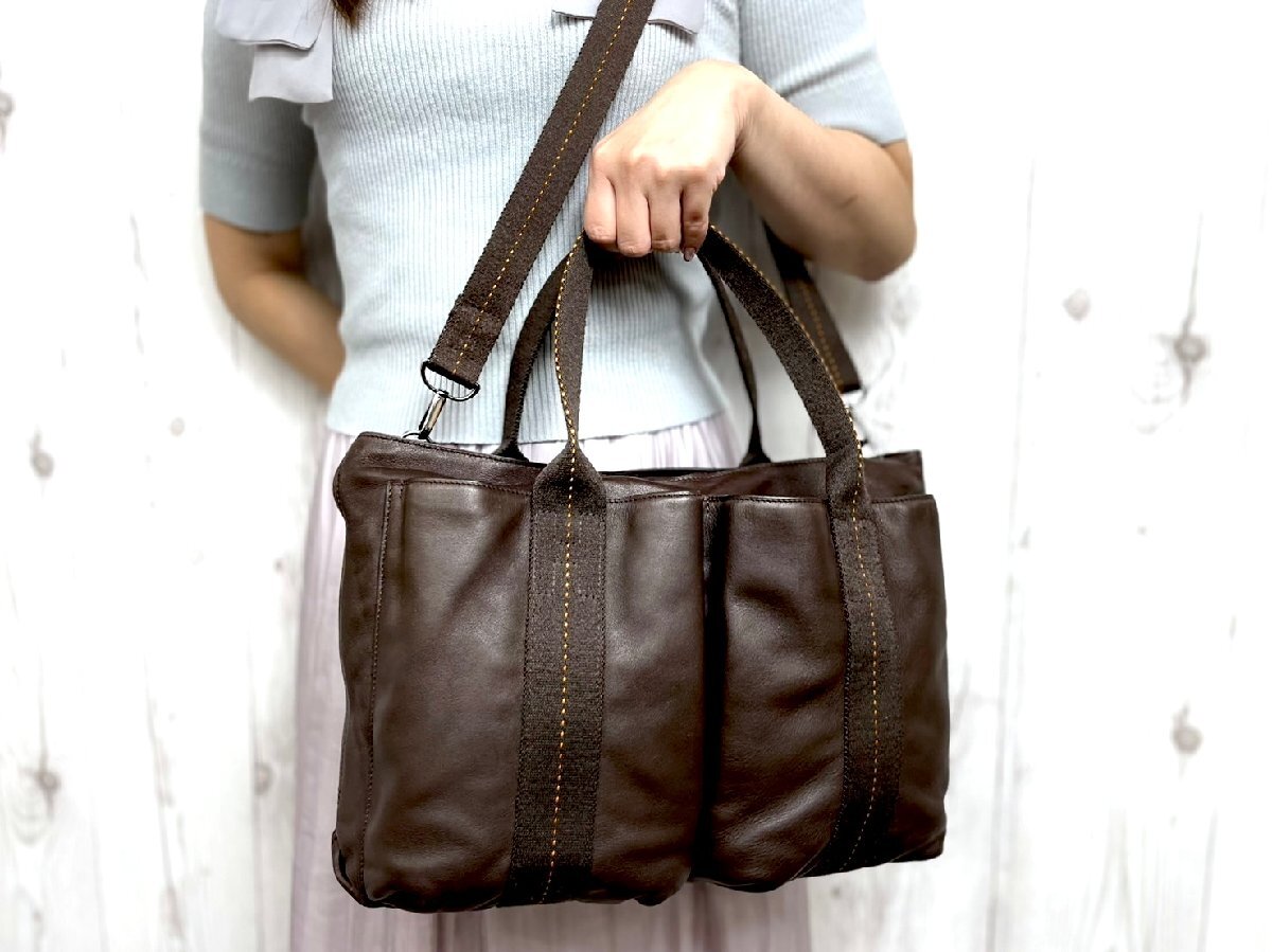 極 HERMES エルメス キャラバンホリゾンタル MM ハンドバッグ ショルダーバッグ バッグ キャンバス×レザー 茶 A4収納可 2WAY 76644Y(かばん、バッグ)｜売買された ...