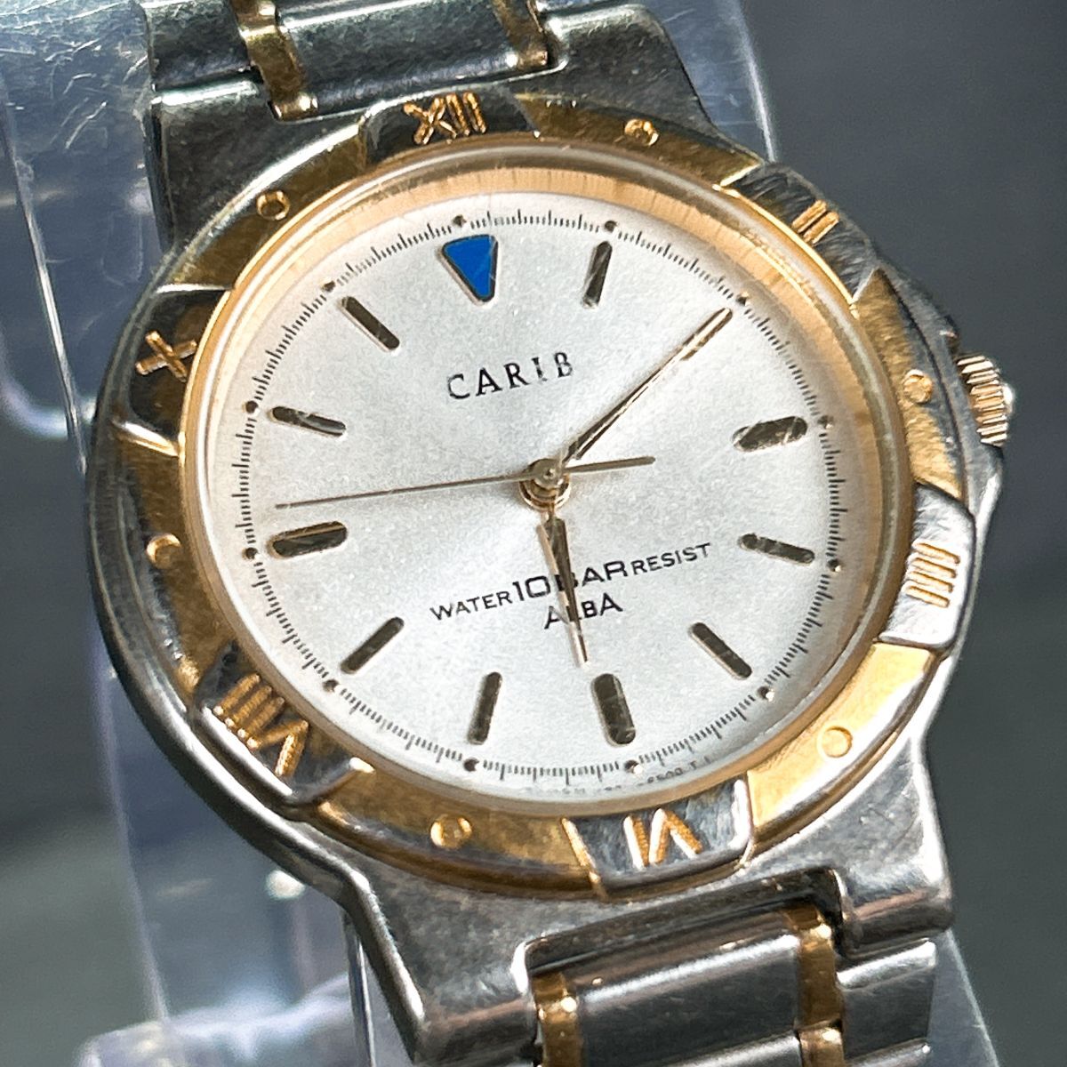 SEIKO セイコー ALBA アルバ CARIB V701-6A60 腕時計 クオーツ アナログ ステンレススチール ゴールド 電池交換済み ...