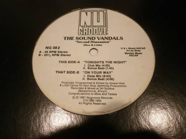 SOUND VANDALS / TONIGHTS THE NIGHT /NU GROOVE/DJ HELL HAUS(ハウス)｜売買された ...