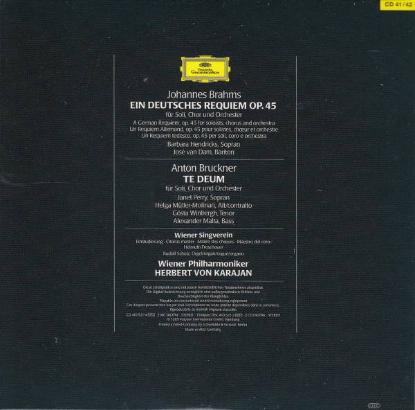 2CD/DG ブラームス:ドイツ レクイエム他/カラヤン&VPO 1983他(声楽)｜売買されたオークション情報、yahooの商品情報をアーカイブ公開 - オークファン（aucfan.com）