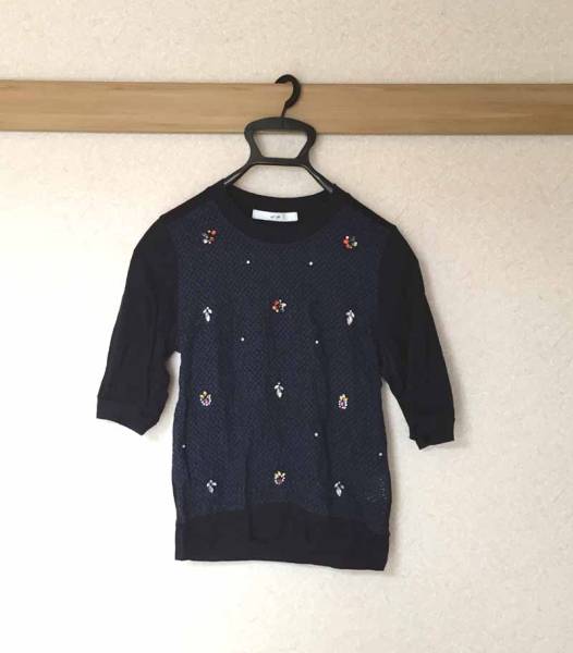 ef-de エフデ ネイビーのビジュー付き6分袖カットソー(Mサイズ)｜売買されたオークション情報、yahooの商品情報をアーカイブ公開 - オークファン（aucfan.com）