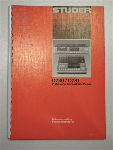 CDプレーヤー STUDERのCDプレーヤーD730／731の英語版取扱説明書(一般)｜売買されたオークション情報、yahooの商品情報を ...