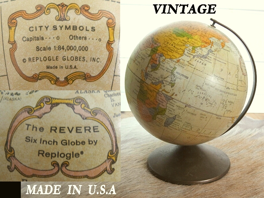 USA製ビンテージREPLOGLEリプルーグル地球儀REVEREアンティーク地球儀 VINTAGE(雑貨)｜売買されたオークション情報、yahooの商品情報をアーカイブ公開 - オークファン ...