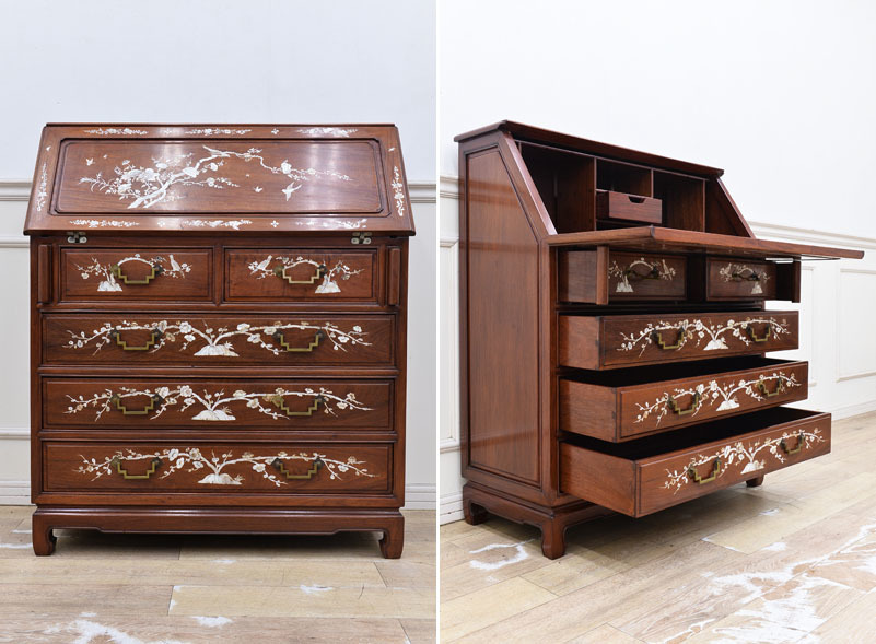 LW01 激重 本花梨 総無垢 螺鈿細工 ライティングビューロ 勉強机デスク 鏡台 ドレッサー 勉強机 書斎机 オブジェ 天然木(机)｜売買されたオークション情報、yahooの商品情報を ...