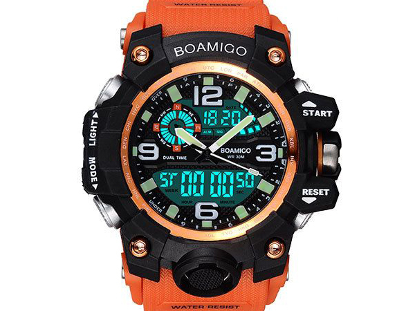 BOAMIGO F502 オレンジ 大盤 ダイバーズウォッチ 海外 ブランド クロノグラフ腕時計 耐圧 30m防水 耐衝撃 スポーツウォッチ ...