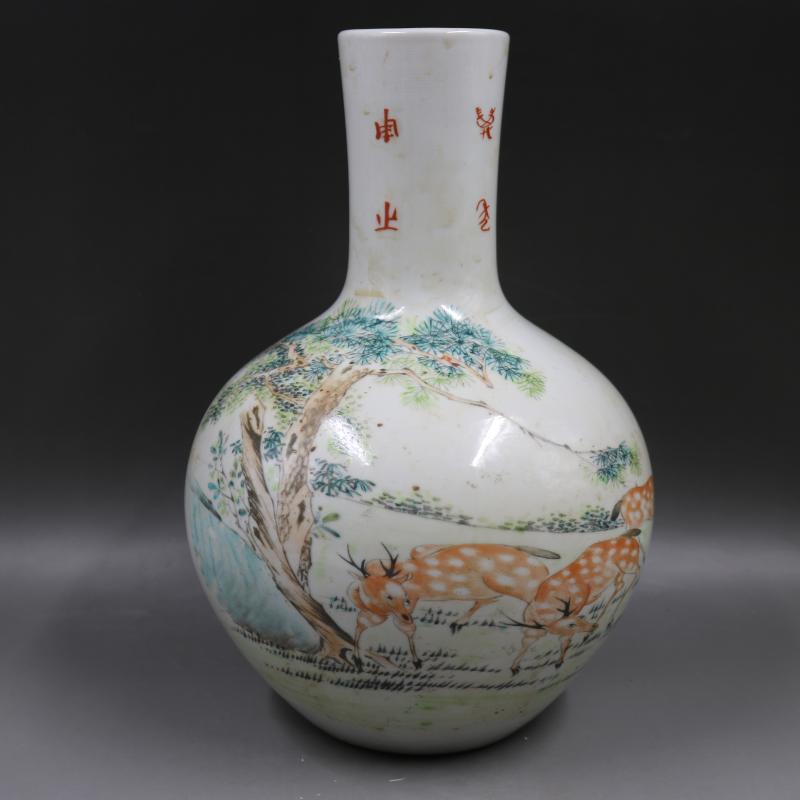中国古董品 民国 ピンク 福禄寿鹿紋 天球瓶 置物 賞物 J165(その他)｜売買されたオークション情報、yahooの商品情報をアーカイブ公開 - オークファン（aucfan.com）