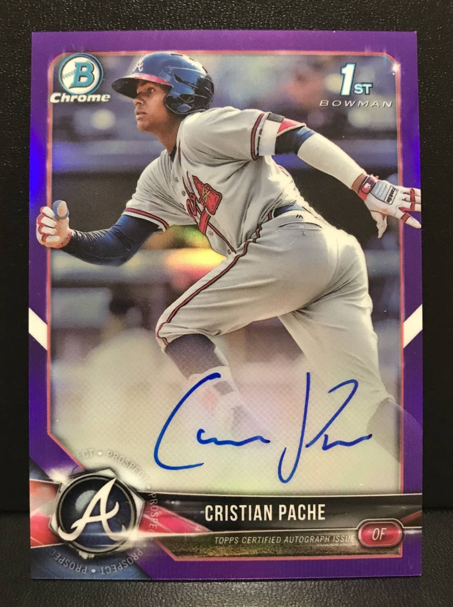 Cristian Pache 2018 Bowman Chrome Prospect Auto Purple Refractor 250枚限定 ...