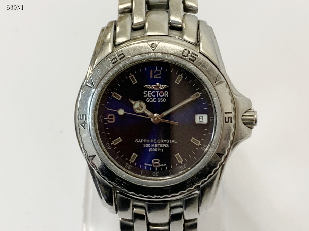 稼働品 SECTOR NO LIMITS セクター SGE650 300M ブルー文字盤 メンズ 腕時計 電池交換済 630N1⑱(セクター ...